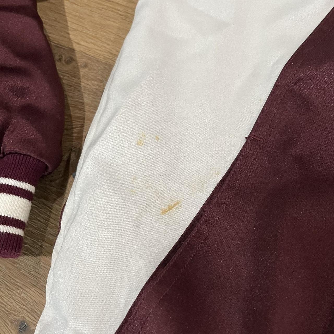 Obey Women's White and Burgundy Jacket | Depop