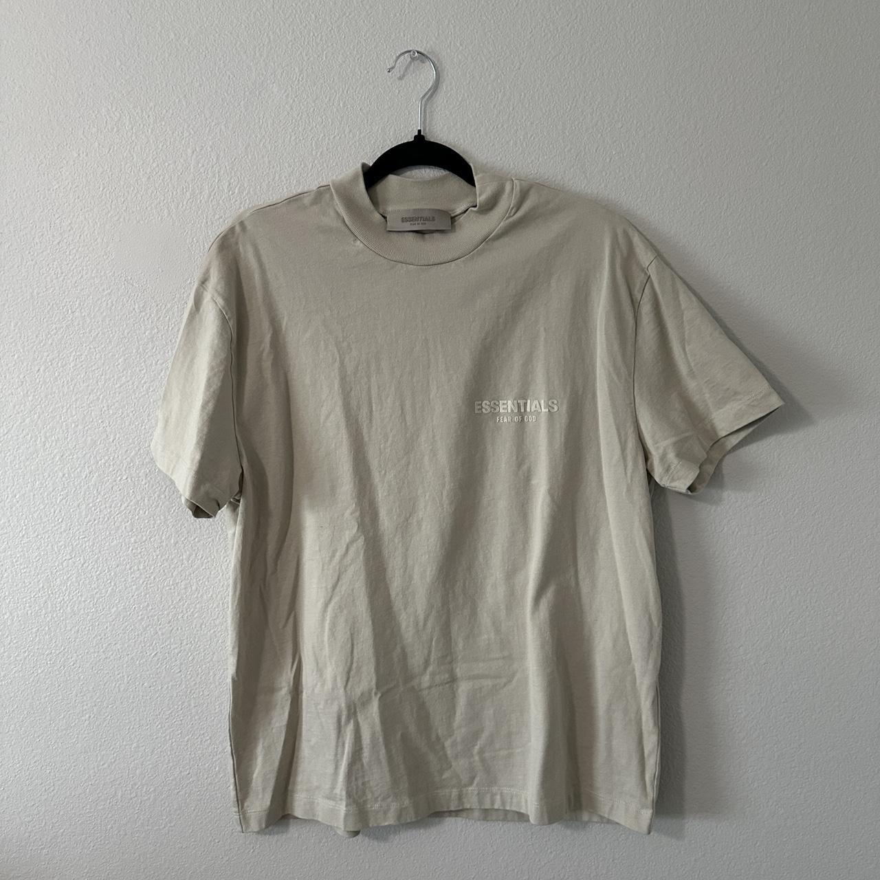 Essentials Cream Colored Short Sleeve Shirt Size... - Depop