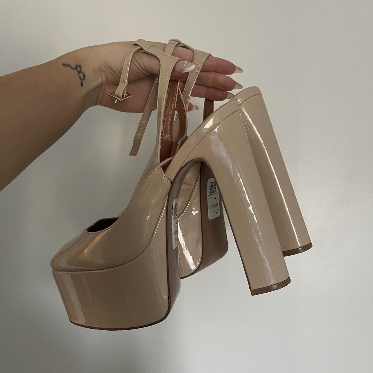NUDE PLATFORM HEELS 🤍only worn once 🤍size womens... - Depop