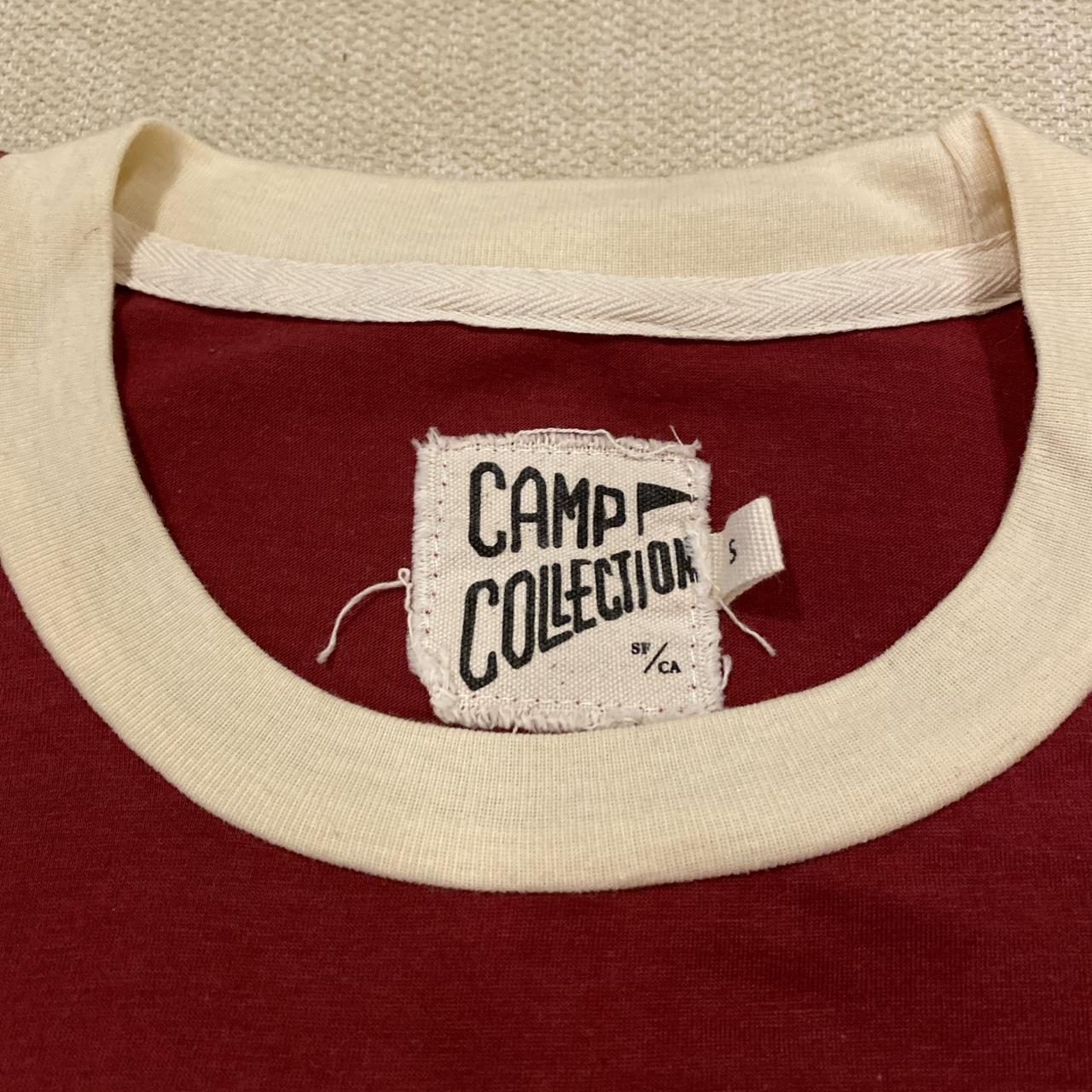 Camp Collection Tee Shirt Cream and burgundy shirt... - Depop