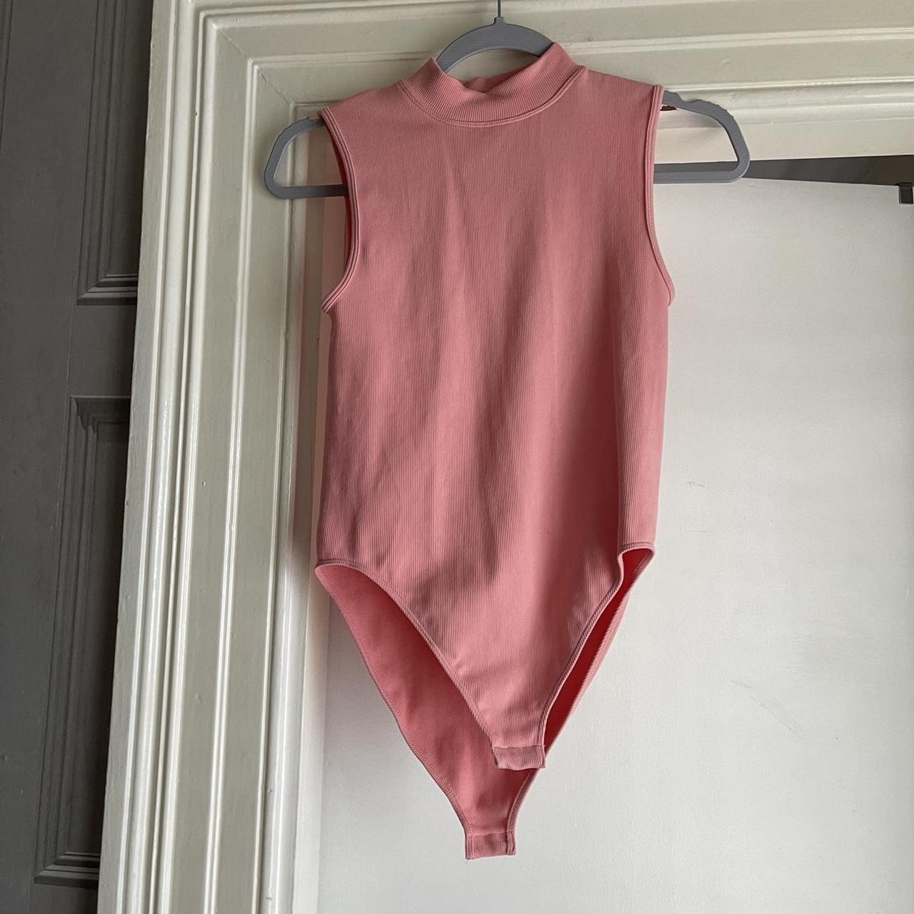 primark pink mock neck bodysuit - like new, worn... - Depop