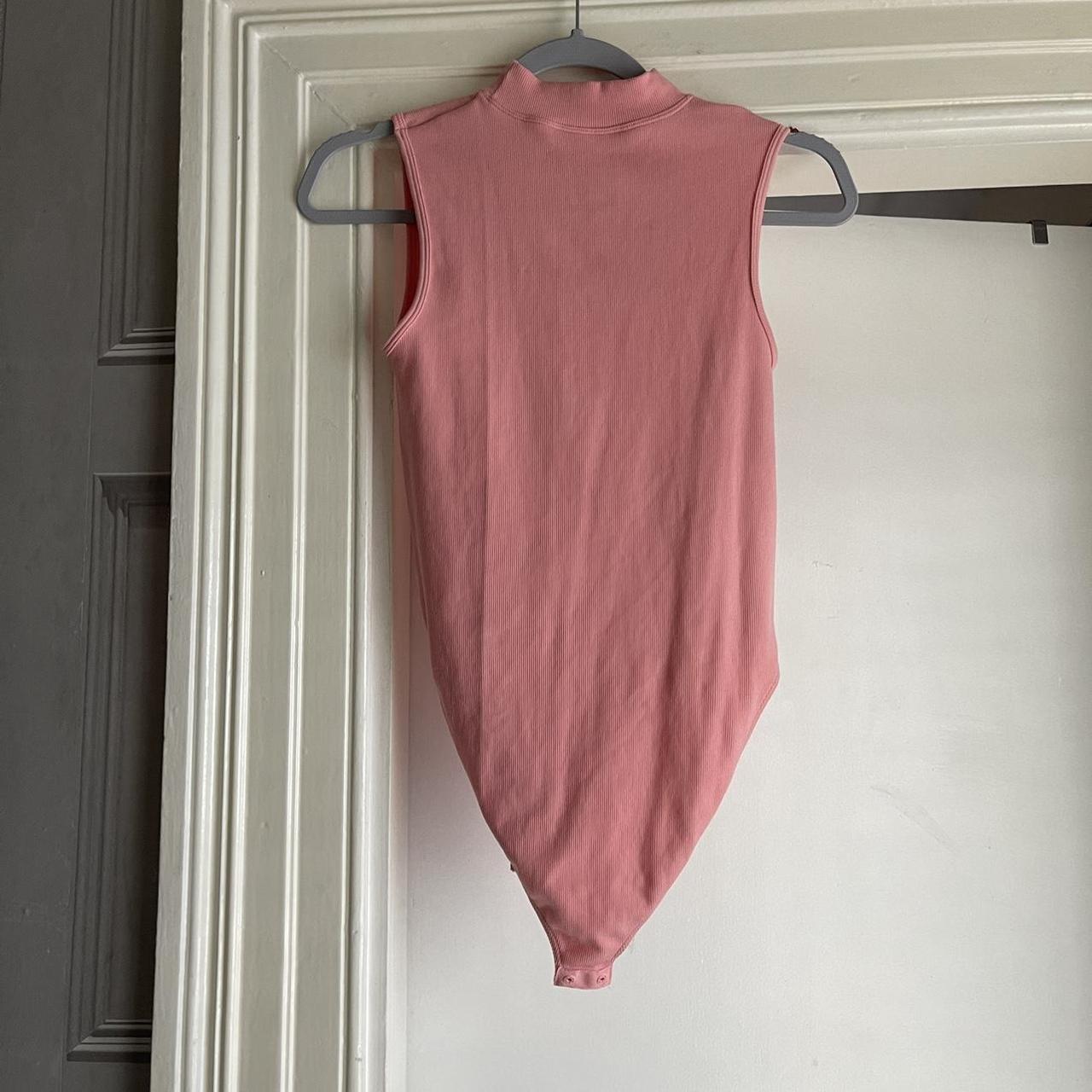 primark pink mock neck bodysuit - like new, worn... - Depop