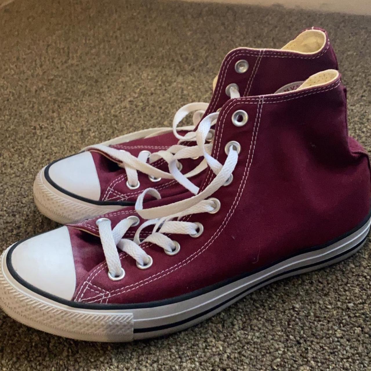 Womens size 10 high top maroon/burgundy converse... - Depop