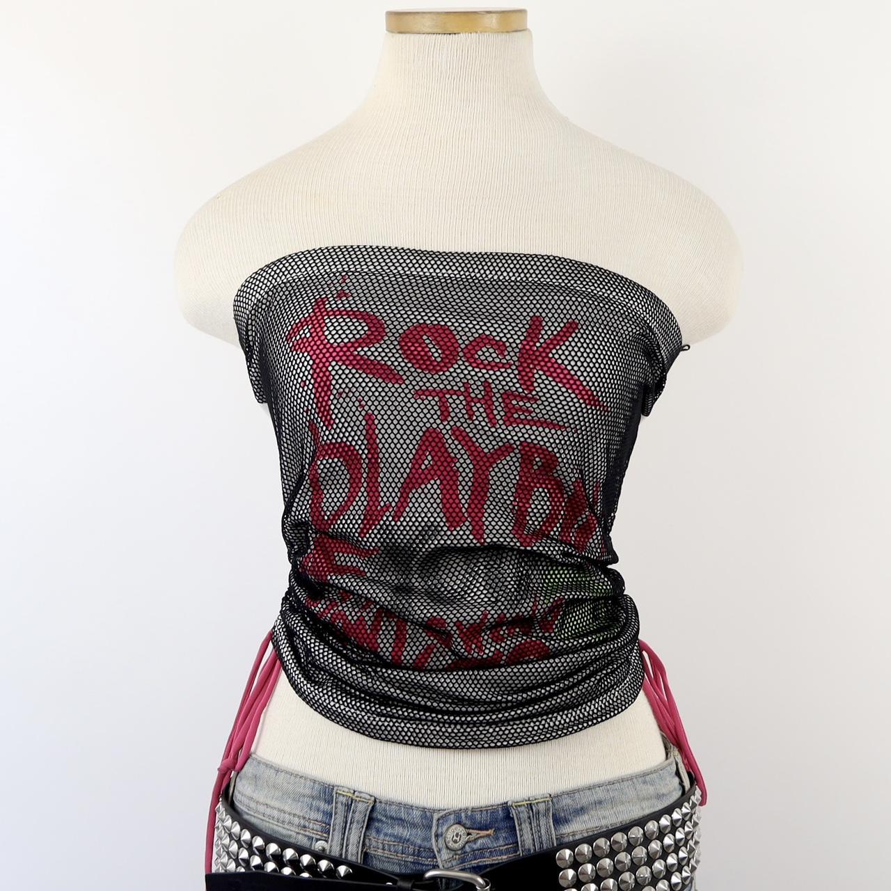 Y2K Raver Mesh Top Stretchy dual layered top Says... - Depop