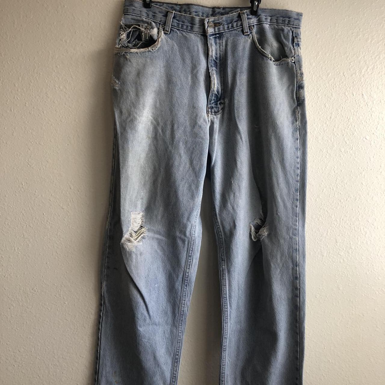 Calvin Klein thrashed jeans unfortunate hole in the... - Depop
