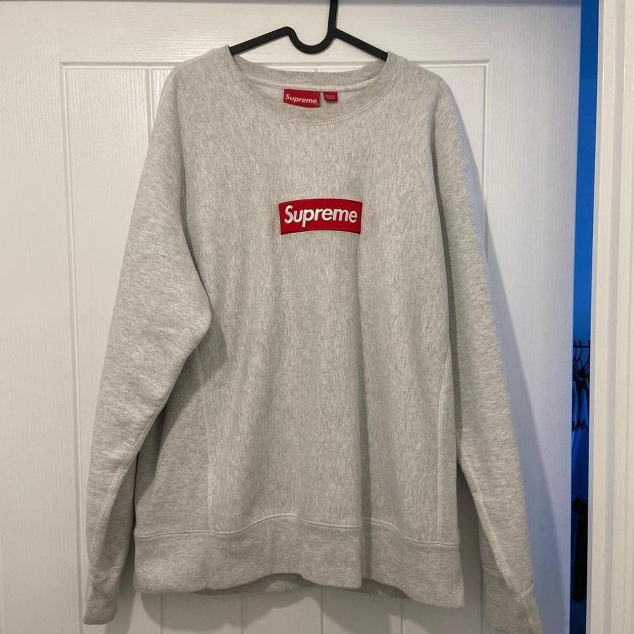 Supreme Grey Box Logo Sweatshirt 2018 Size... - Depop