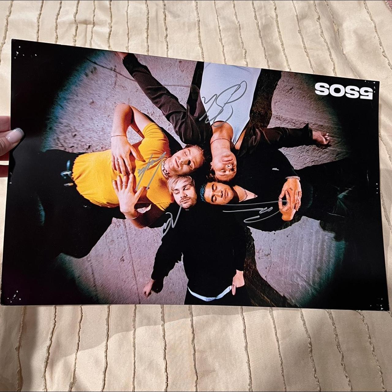 5sos calm signed poster - has small staple holes as... - Depop