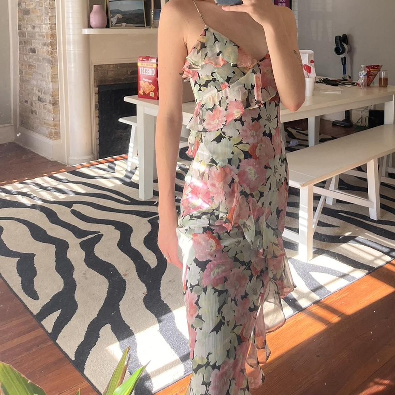 Zara printed ruffled dress, this season. Literally... - Depop