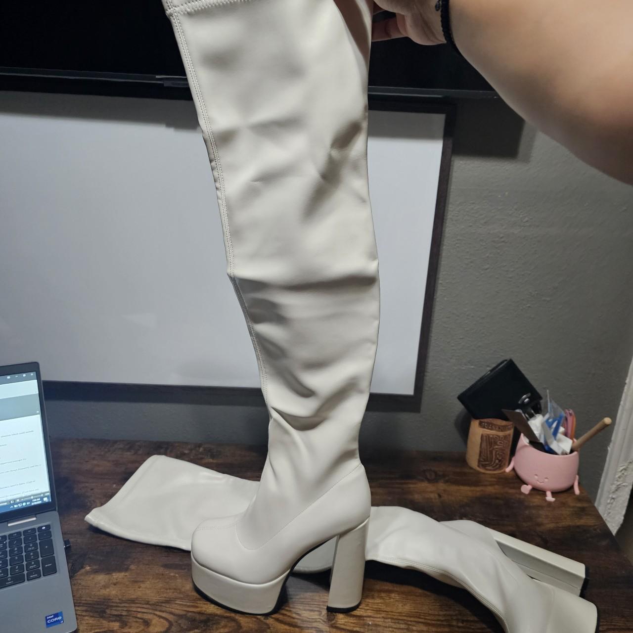 Above the knee White Gogo Disco Boots Size 39 Fits... - Depop