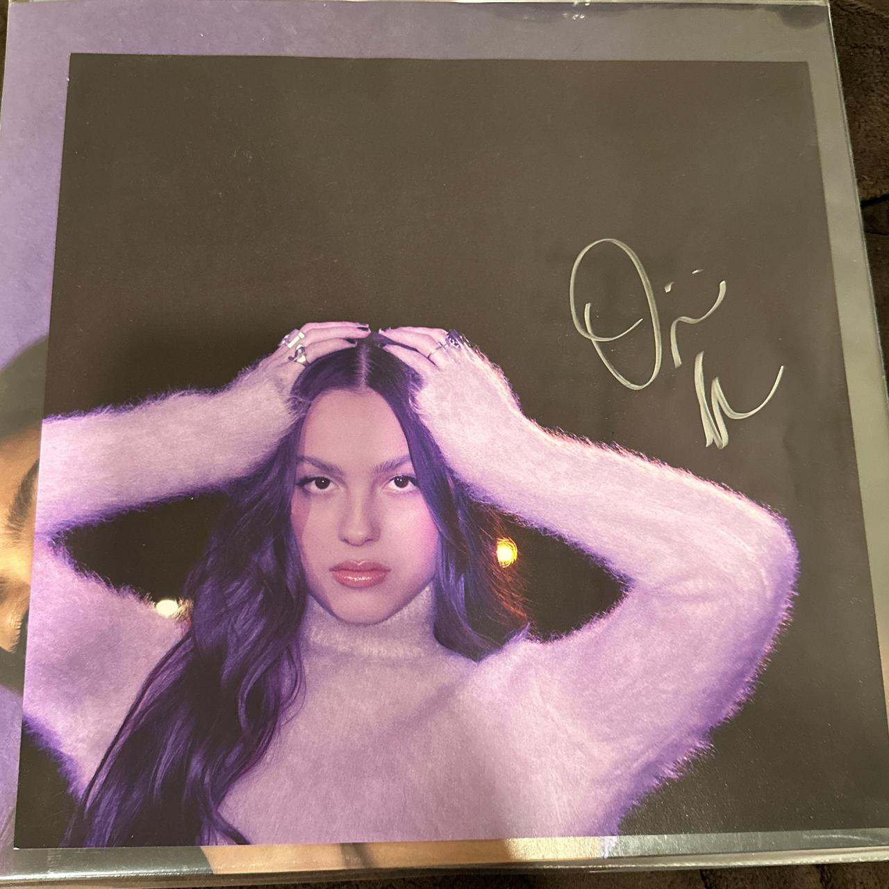 olivia rodrigo signed insert guts vinyl black... - Depop