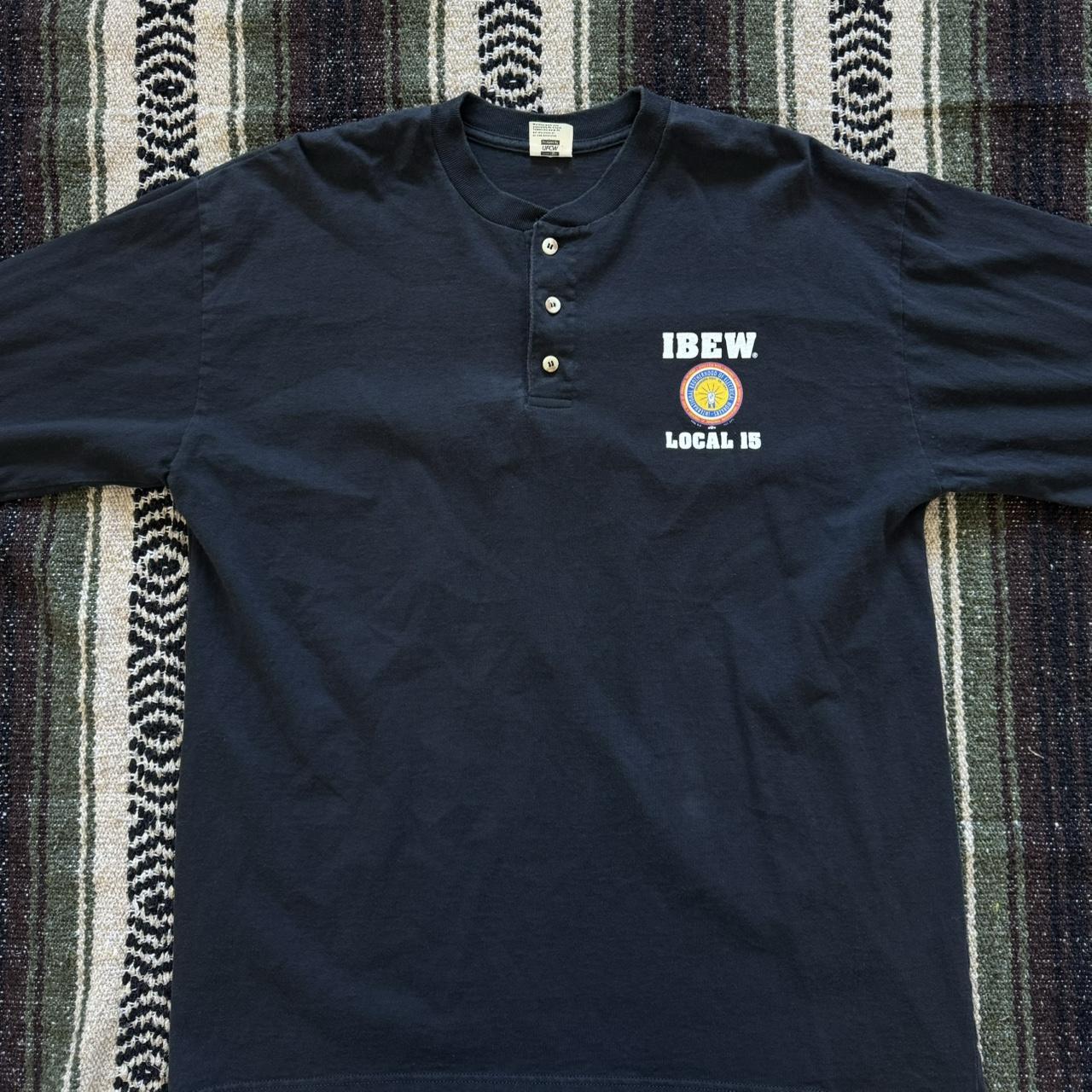 IBEW Local 1933 navy blue Henley shirt with a... - Depop