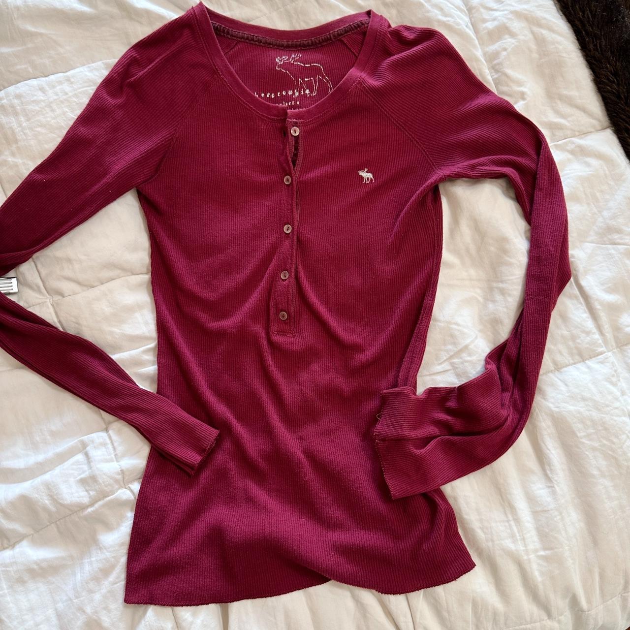 abercrombie y2k maroon long sleeve thermal the... - Depop