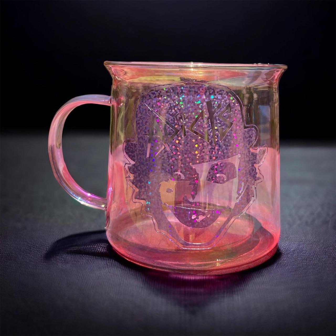 ADICTS cup tazó pink iridescent glass coffee tea mug... - Depop
