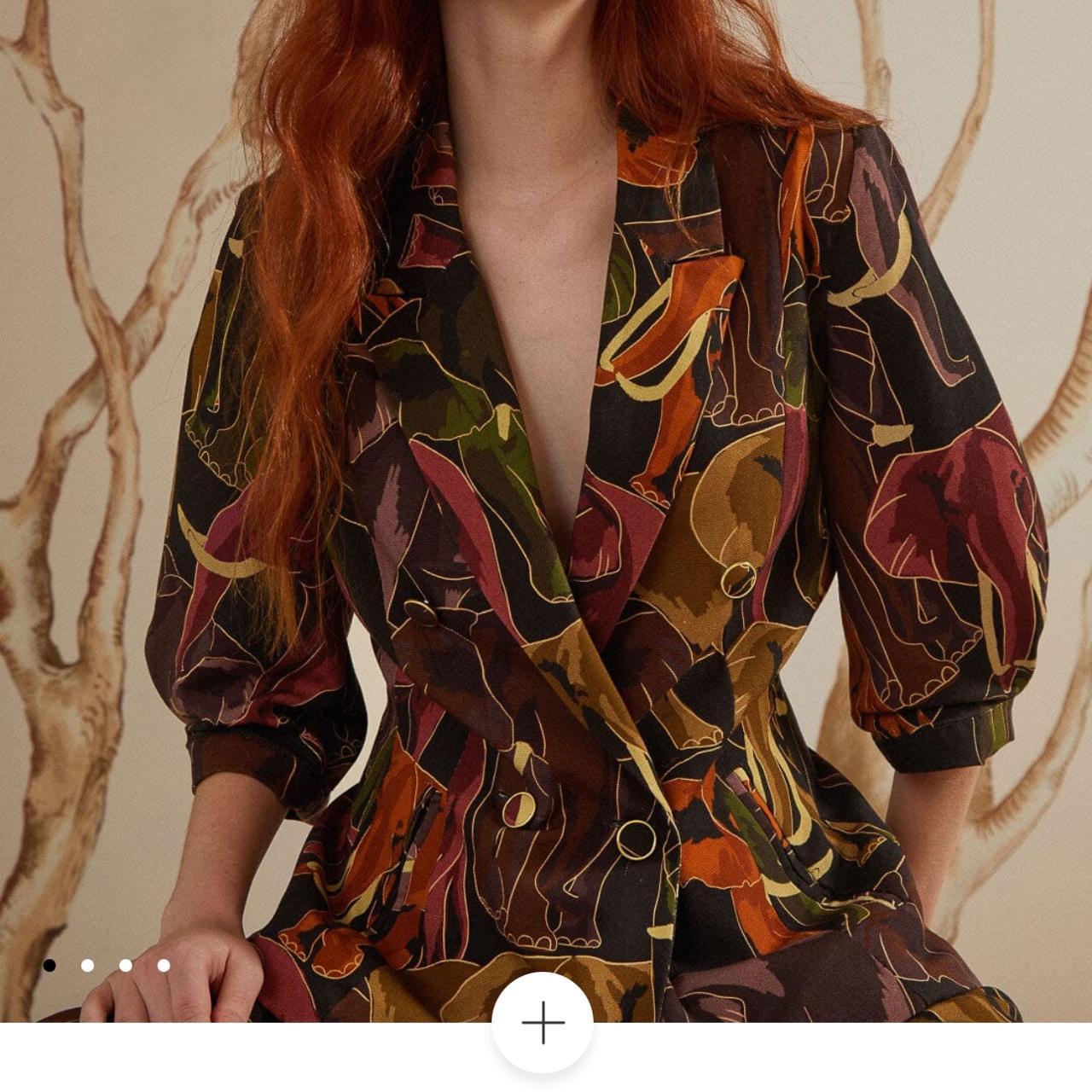 Farm Rio brown elephants short sleeve blazer. Brand... - Depop