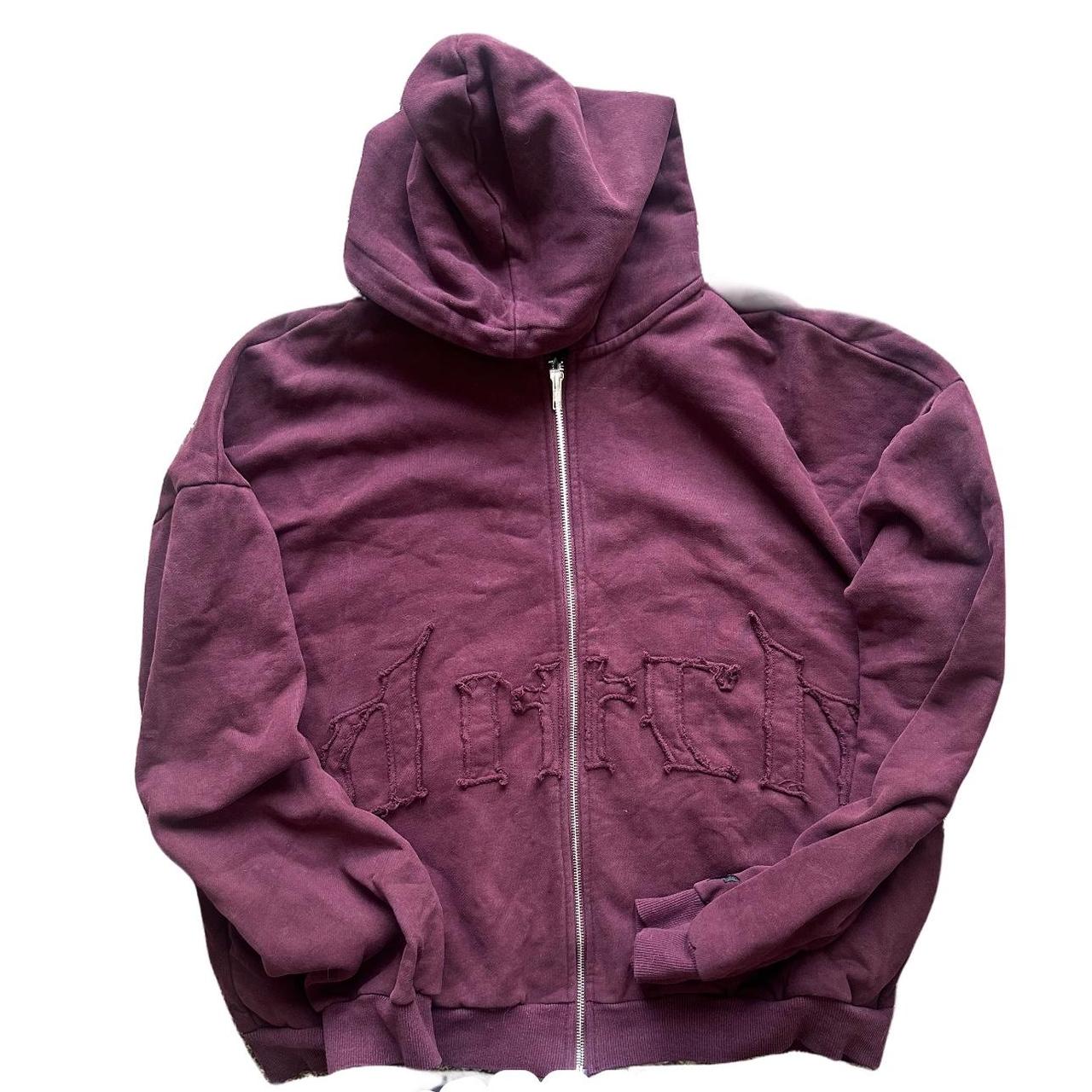 Ditch LA Crimson Zip Hoodie with patchwork. It’s a... | Depop