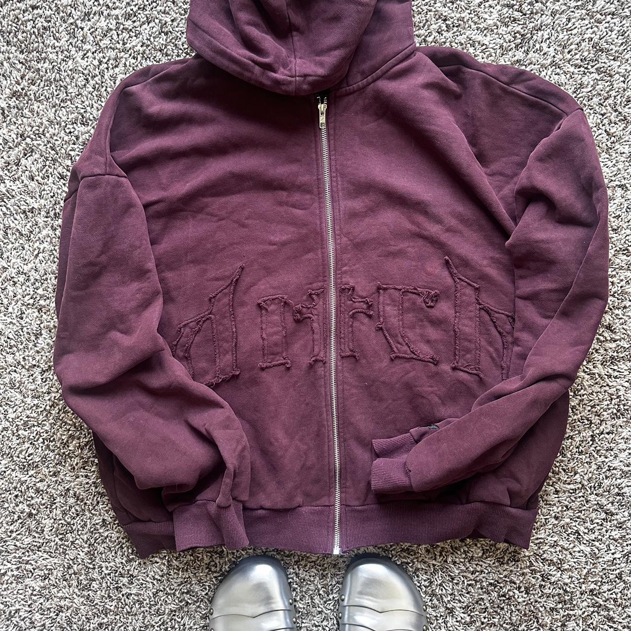 Ditch LA Crimson Zip Hoodie with patchwork. It’s a... | Depop