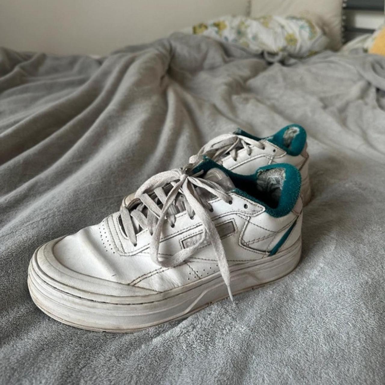 White reebok platform trainers Worn a lot as shown... - Depop