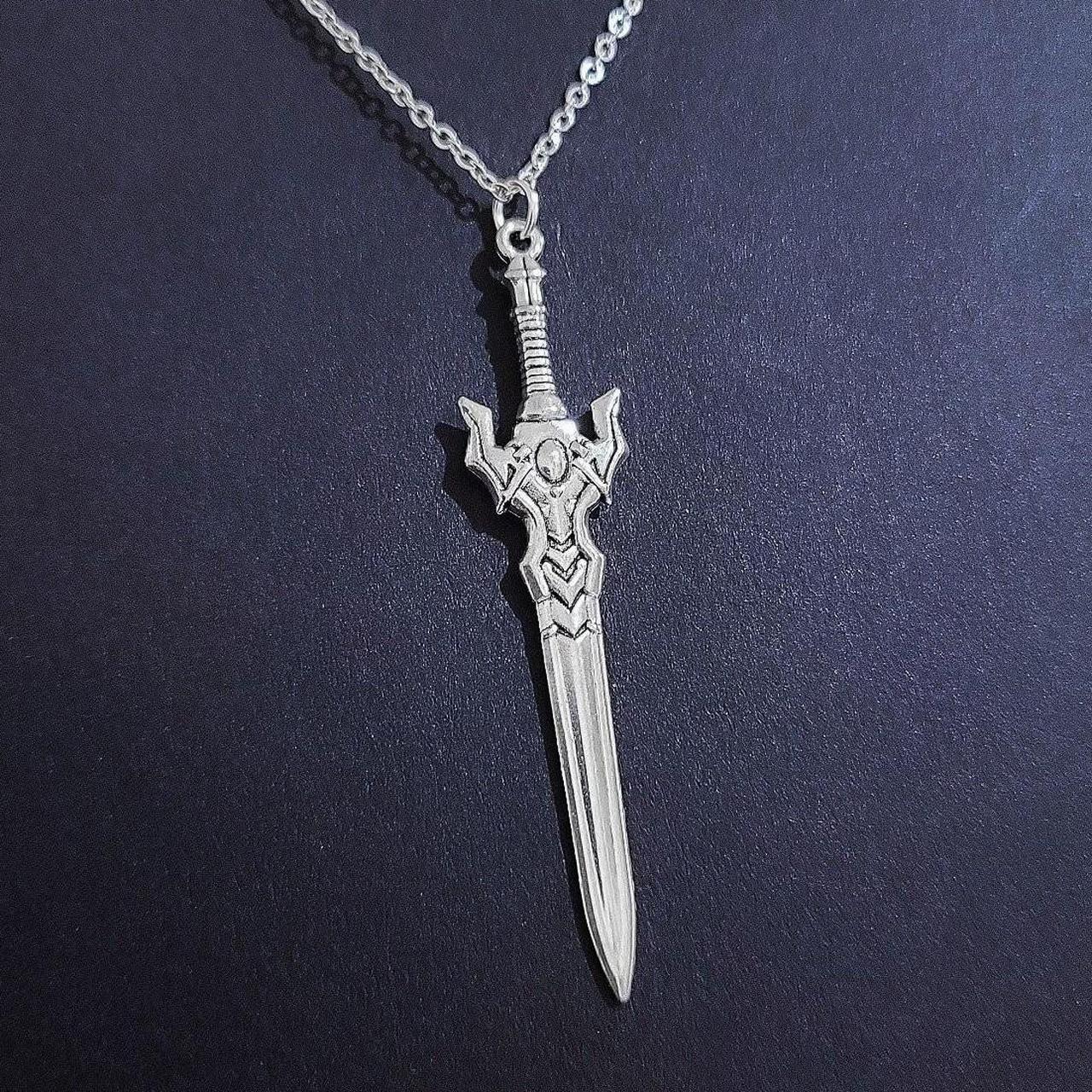 18" Silver Sword Necklace 007 925 Silver-plated... - Depop