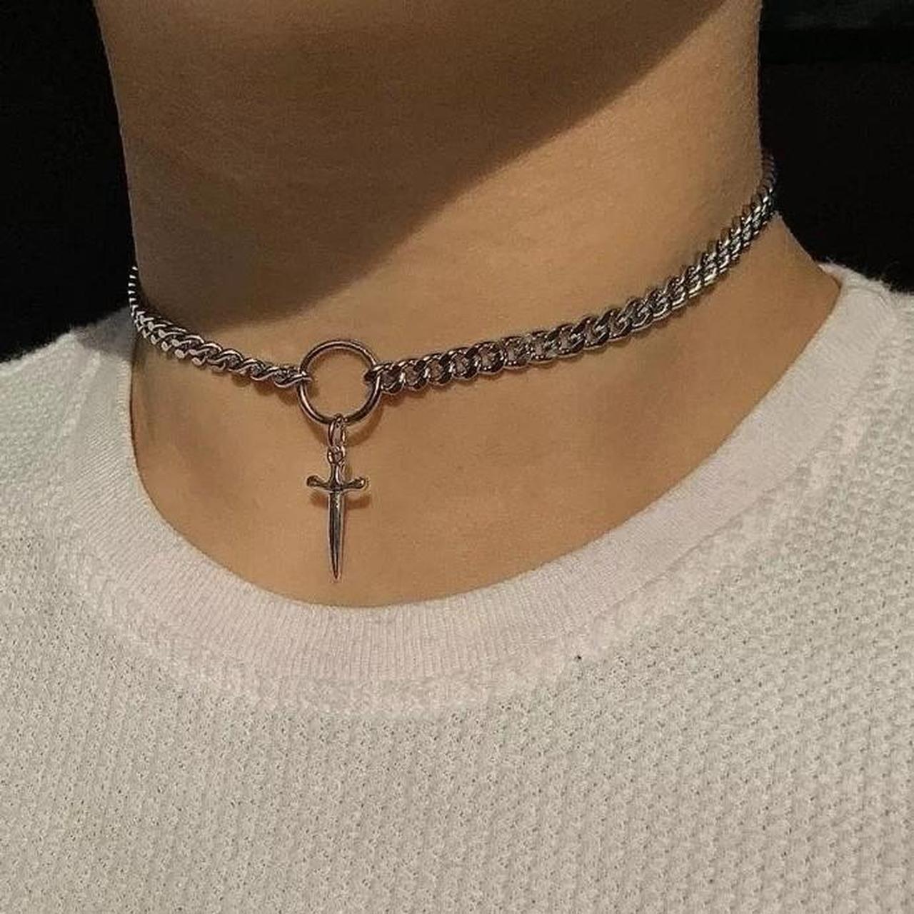 Silver Dagger Loop Choker CC ... Silver-plated Karma... - Depop