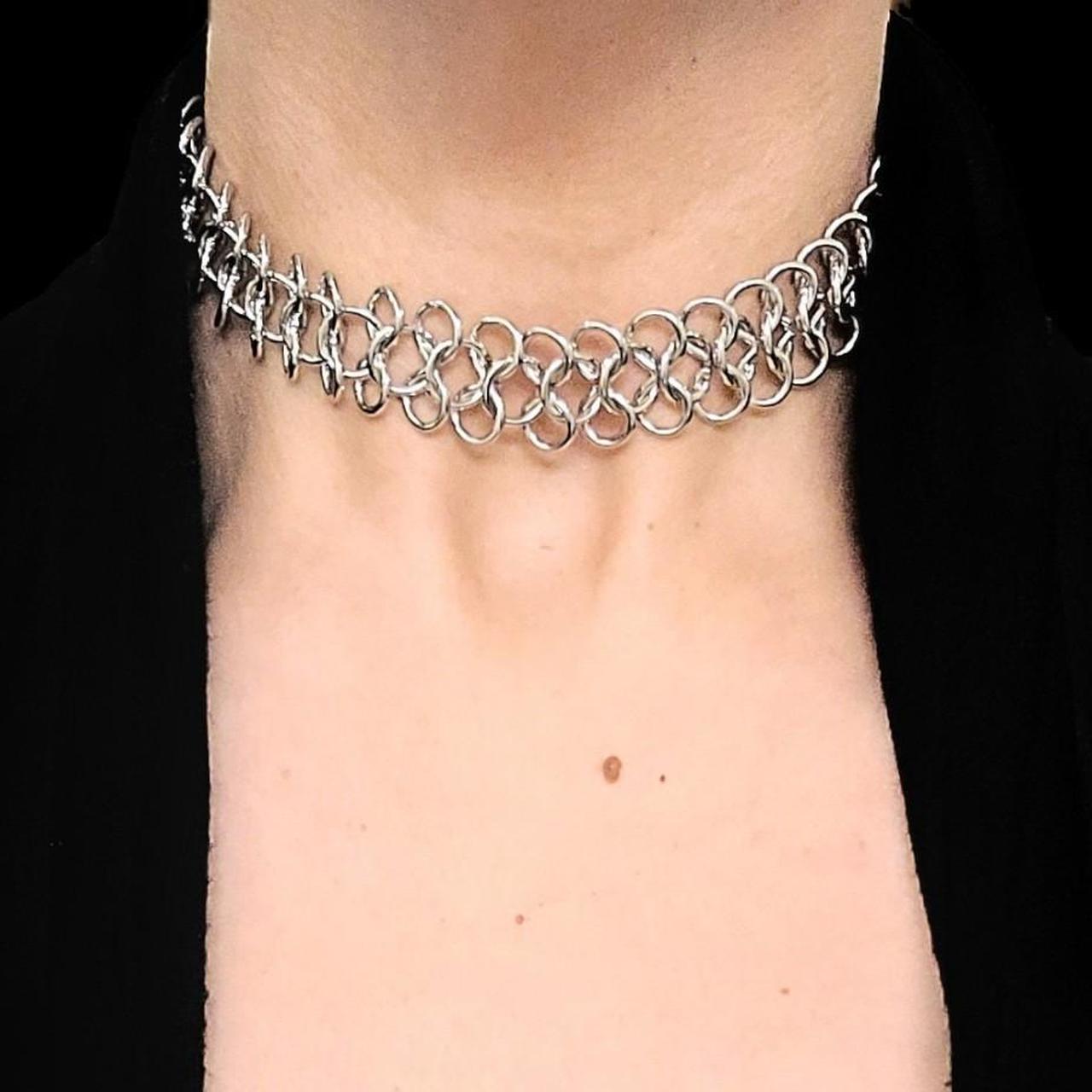 Silver Chainmail Choker ... Silver Chain-link... - Depop