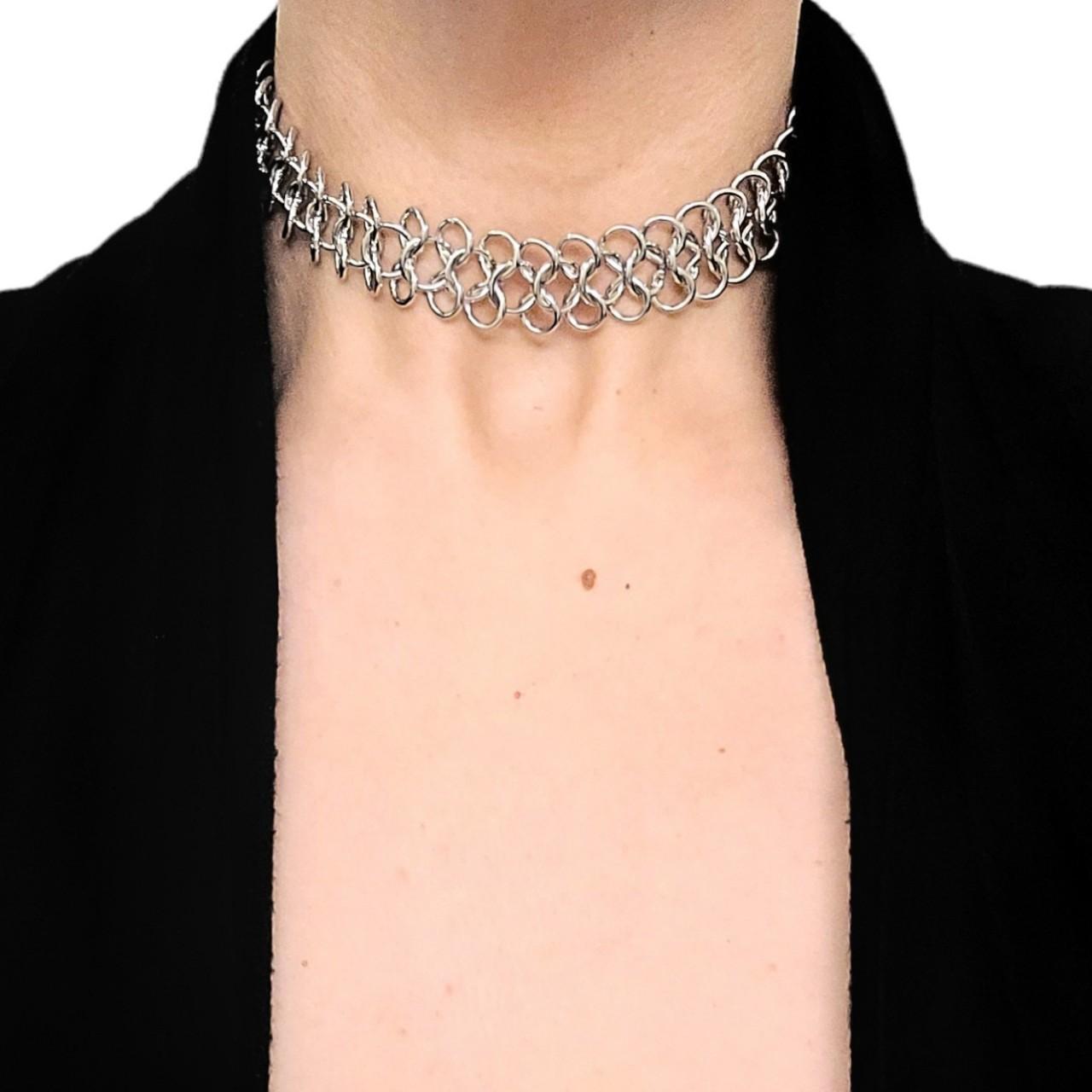 Silver Chainmail Choker ... Silver Chain-link... - Depop