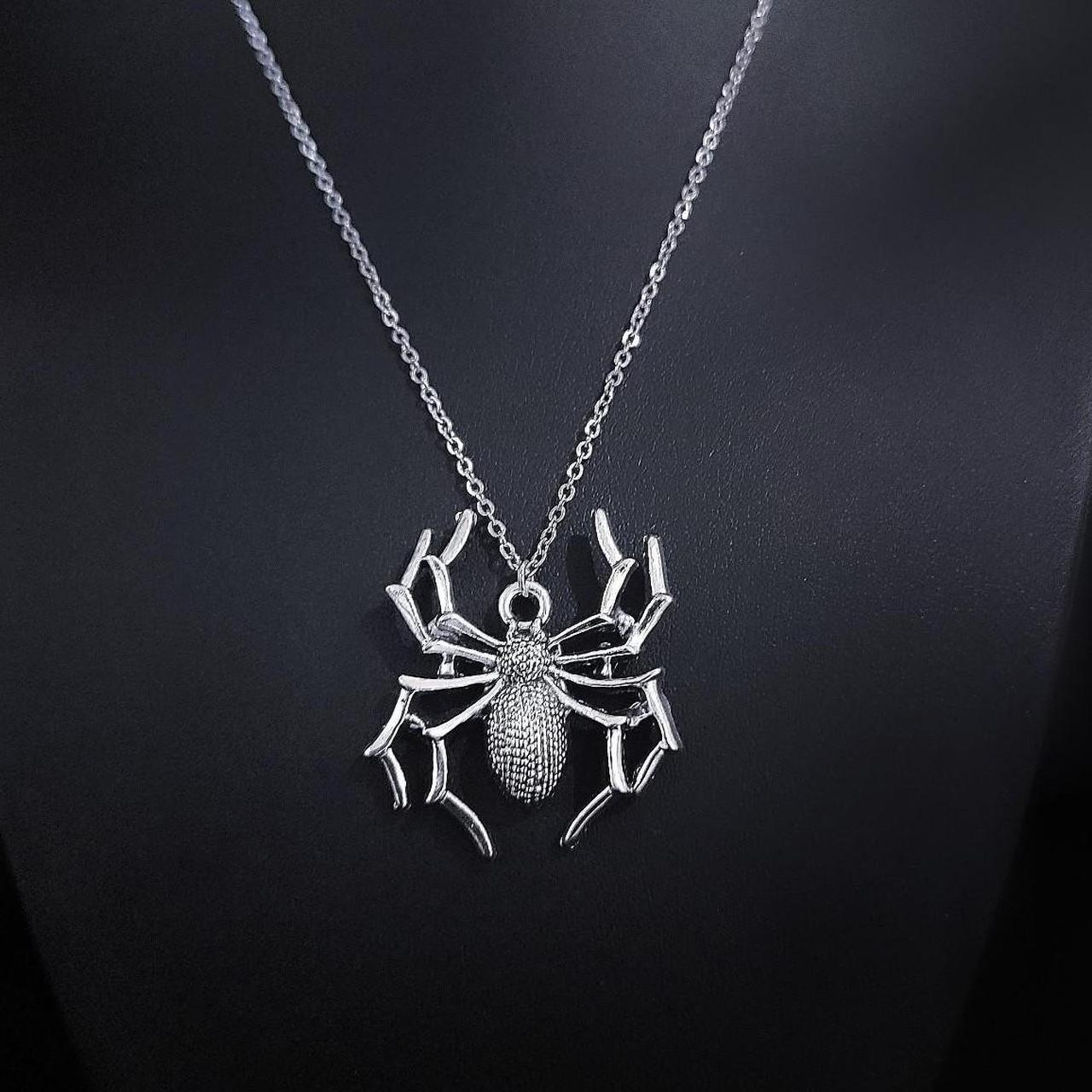 18" Spider Necklace 002 Stainless Steel Chain. 2"... - Depop