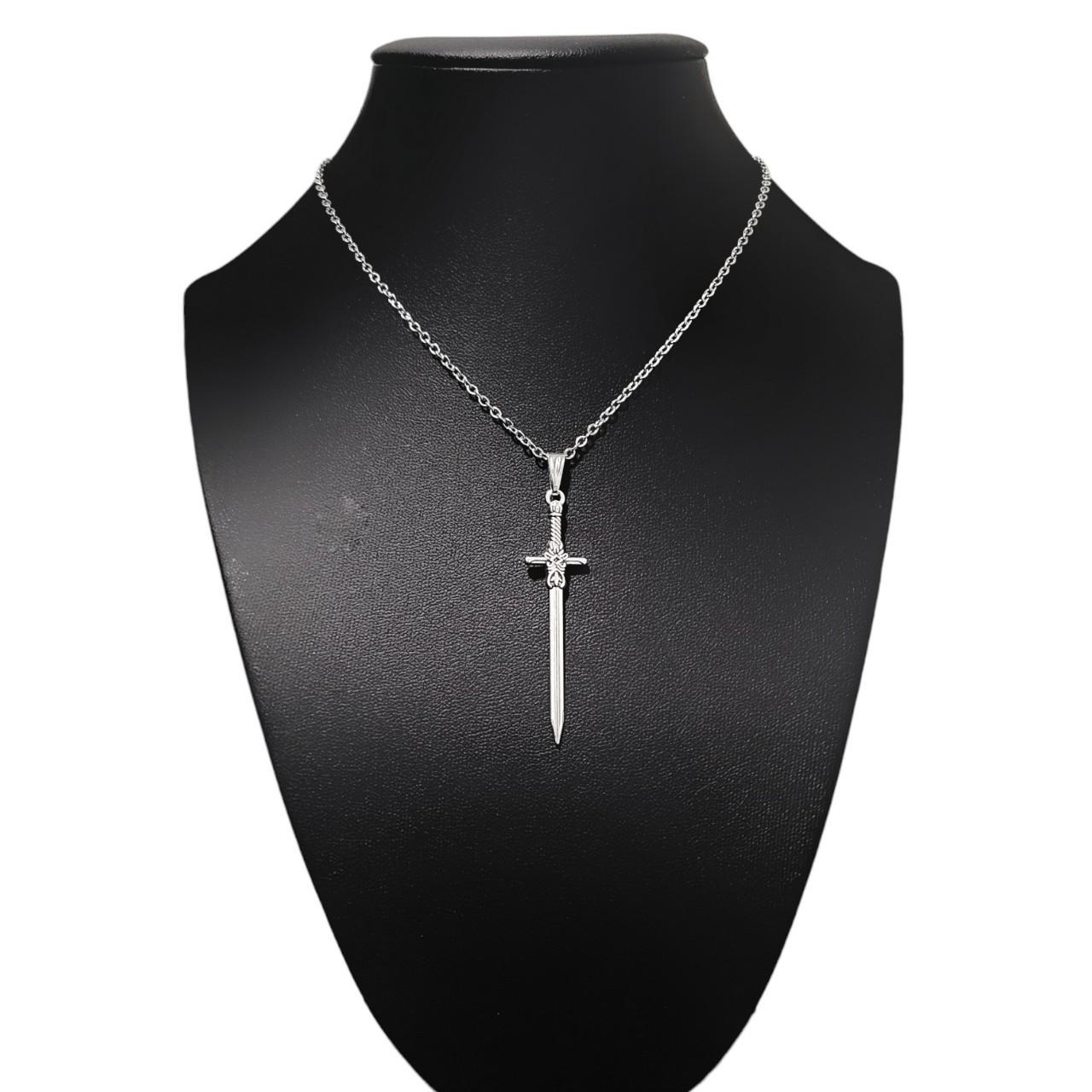 18" Silver Sword Necklace 021 Stainless Steel... - Depop