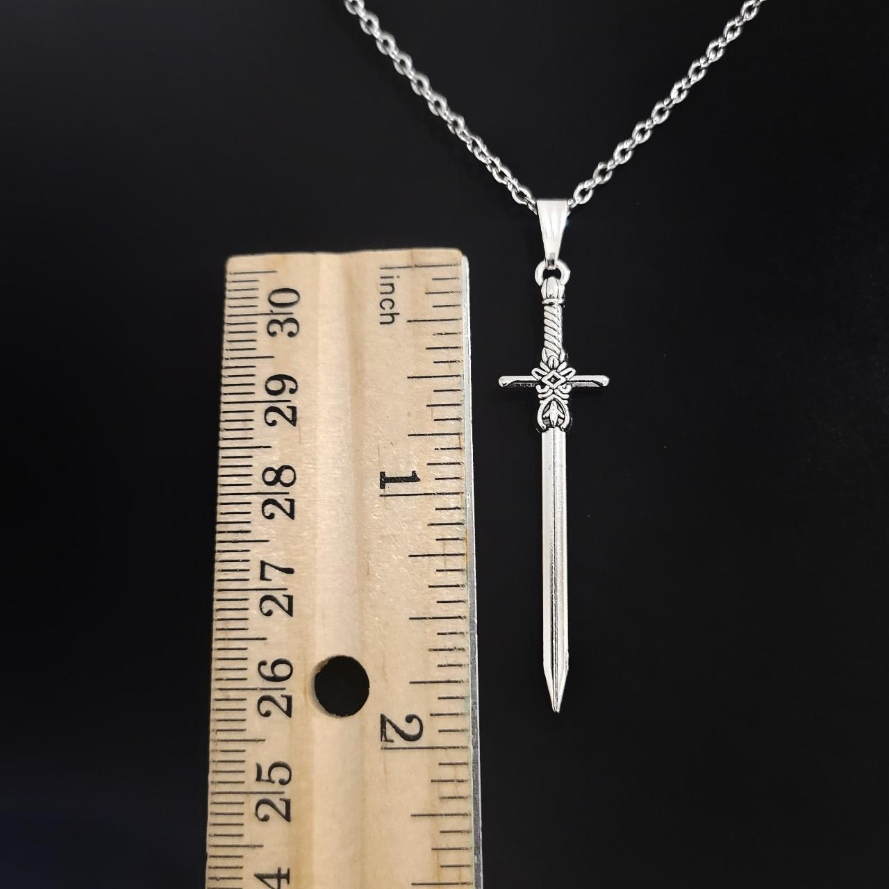 18" Silver Sword Necklace 021 Stainless Steel... - Depop