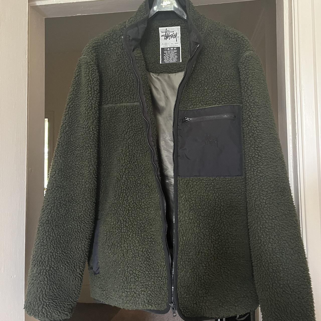 Stussy Light Fleece Full Zip Jacket in Forest... - Depop