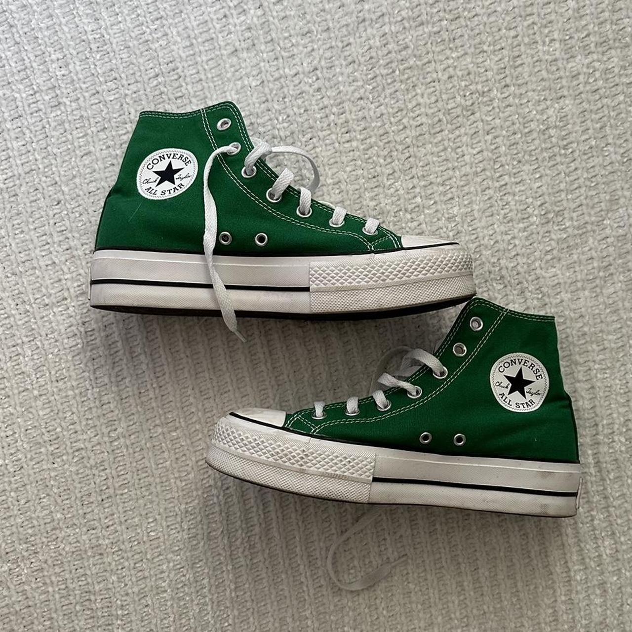 green platform converse!! so cute and only worn a... - Depop