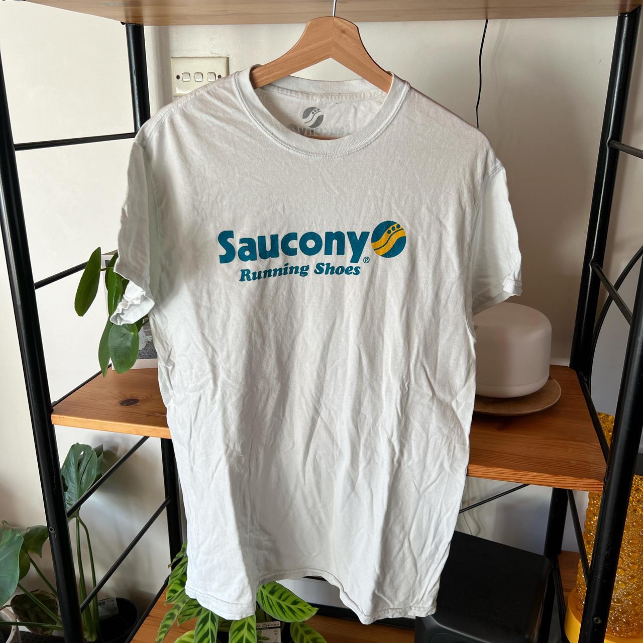 Saucony White Tee Cool style Small turquoise yellow