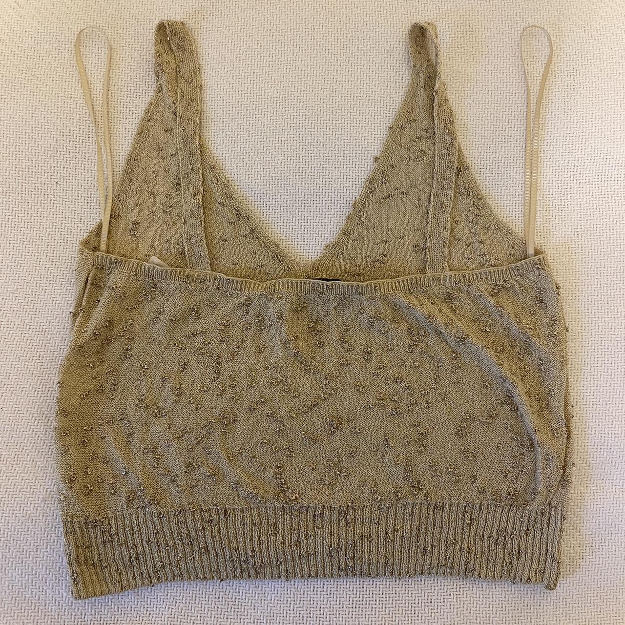 Zara sparkly woven gold tank top. Shinier in person... - Depop