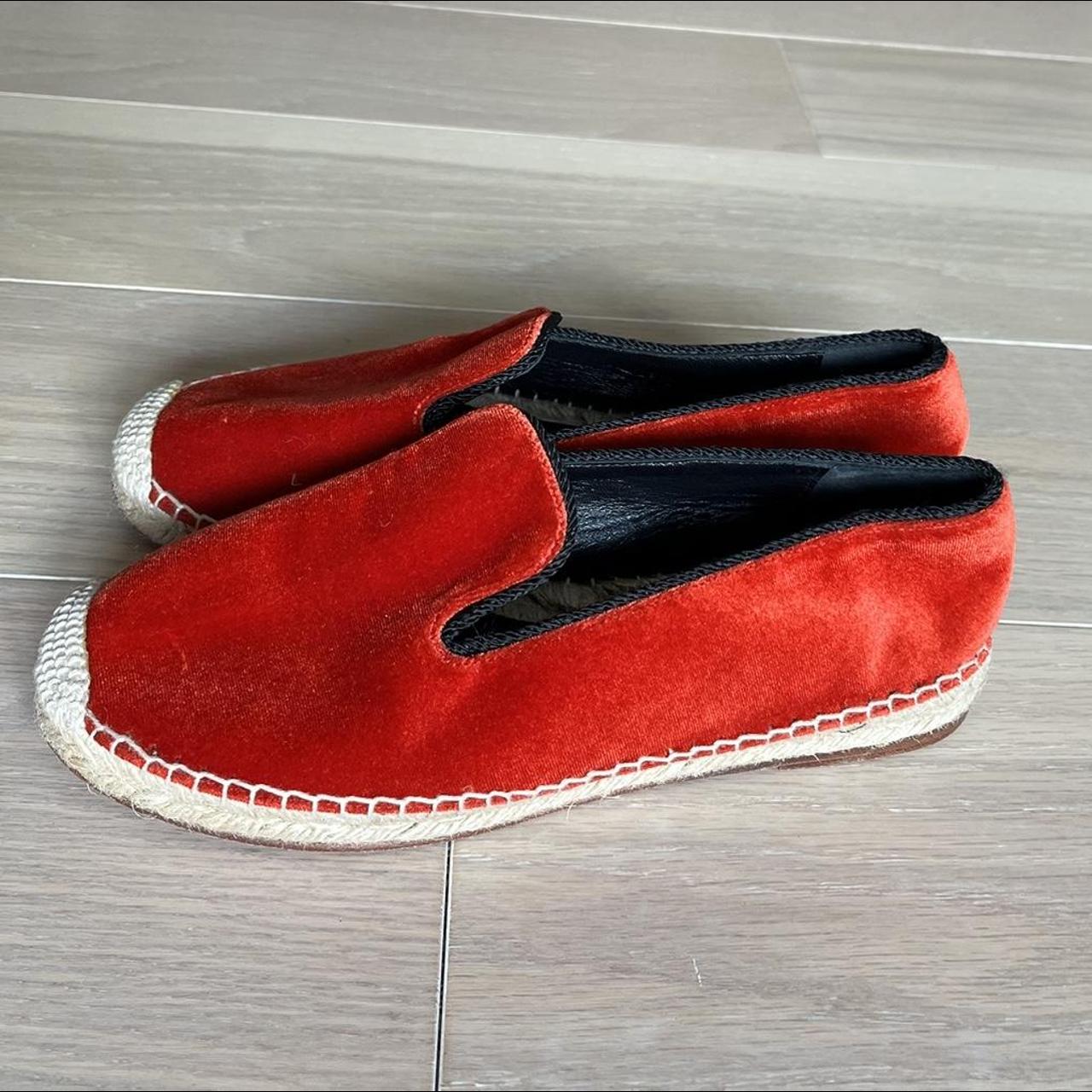 Sandro red velvet espadrilles. Size 39/US8 in great... - Depop