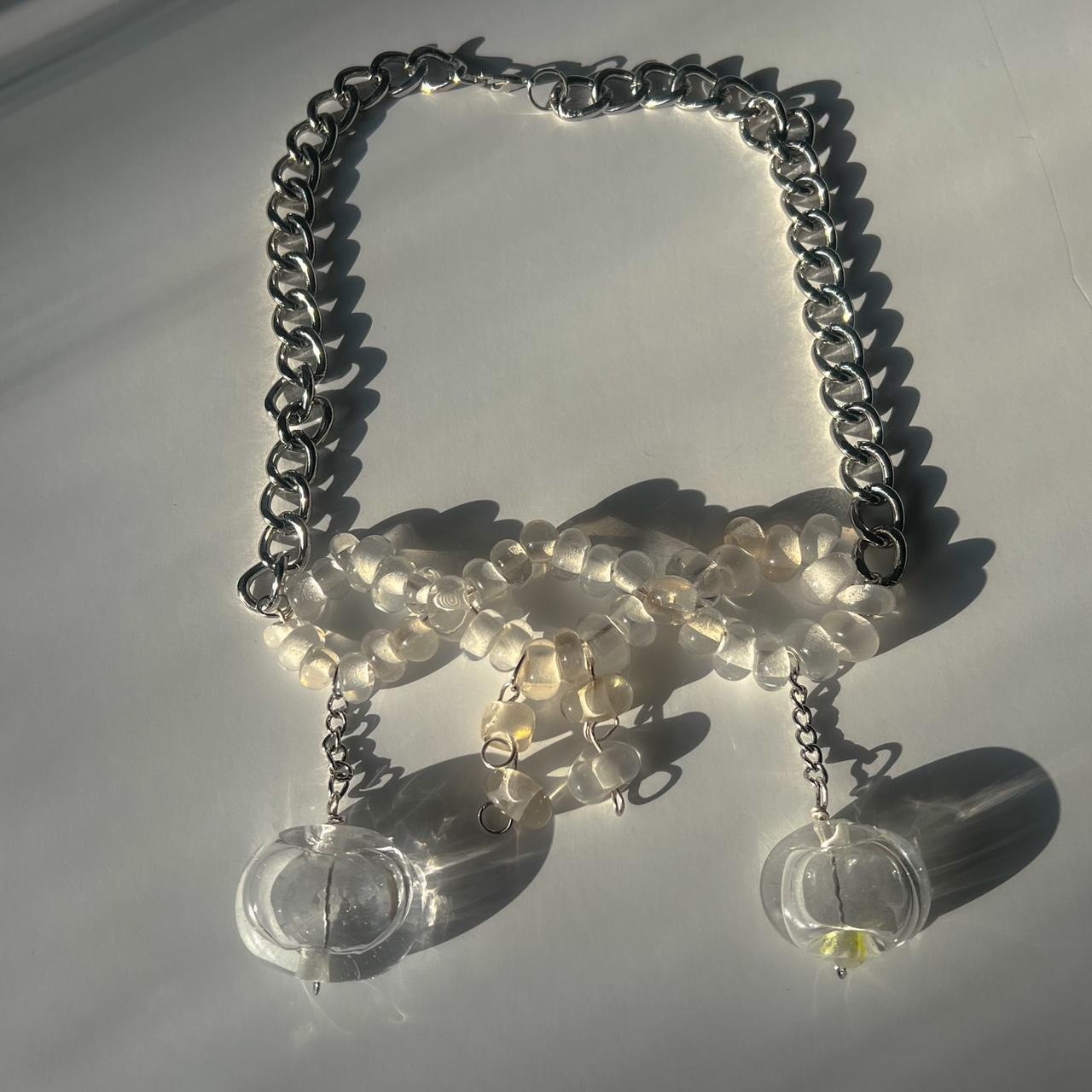 Bubble chain necklace flameworked glass... - Depop