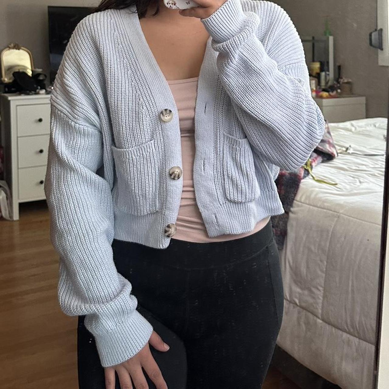 Light blue crop cardigan Size M - Depop
