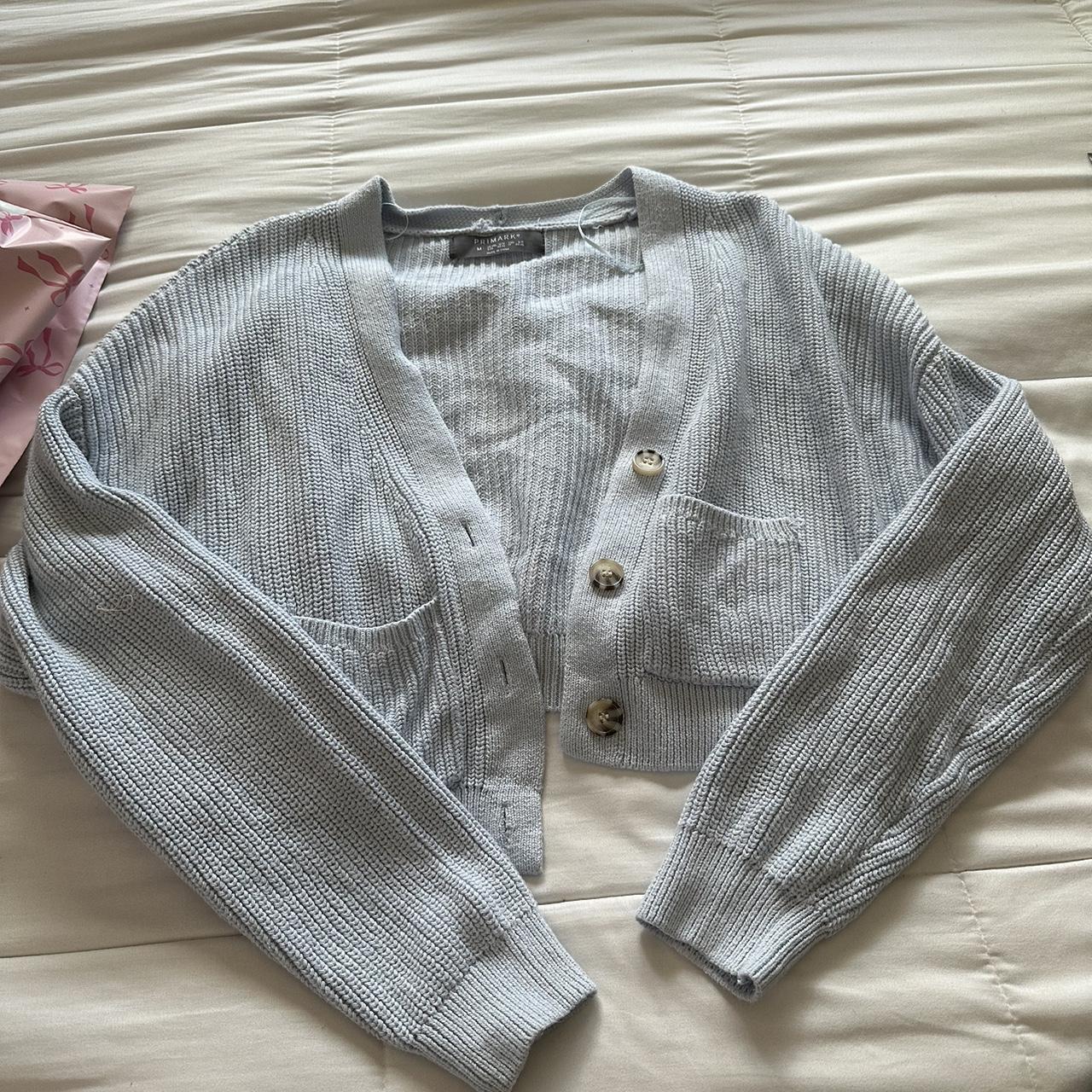 Light blue crop cardigan Size M - Depop