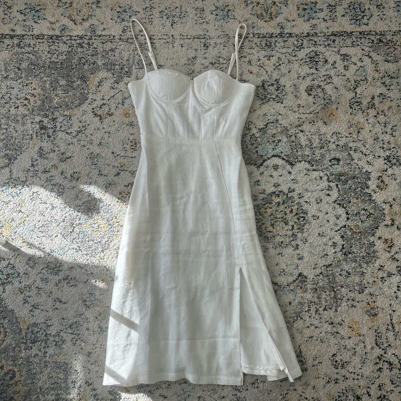 ZAVI Beautiful sustainable white linen A-line... - Depop