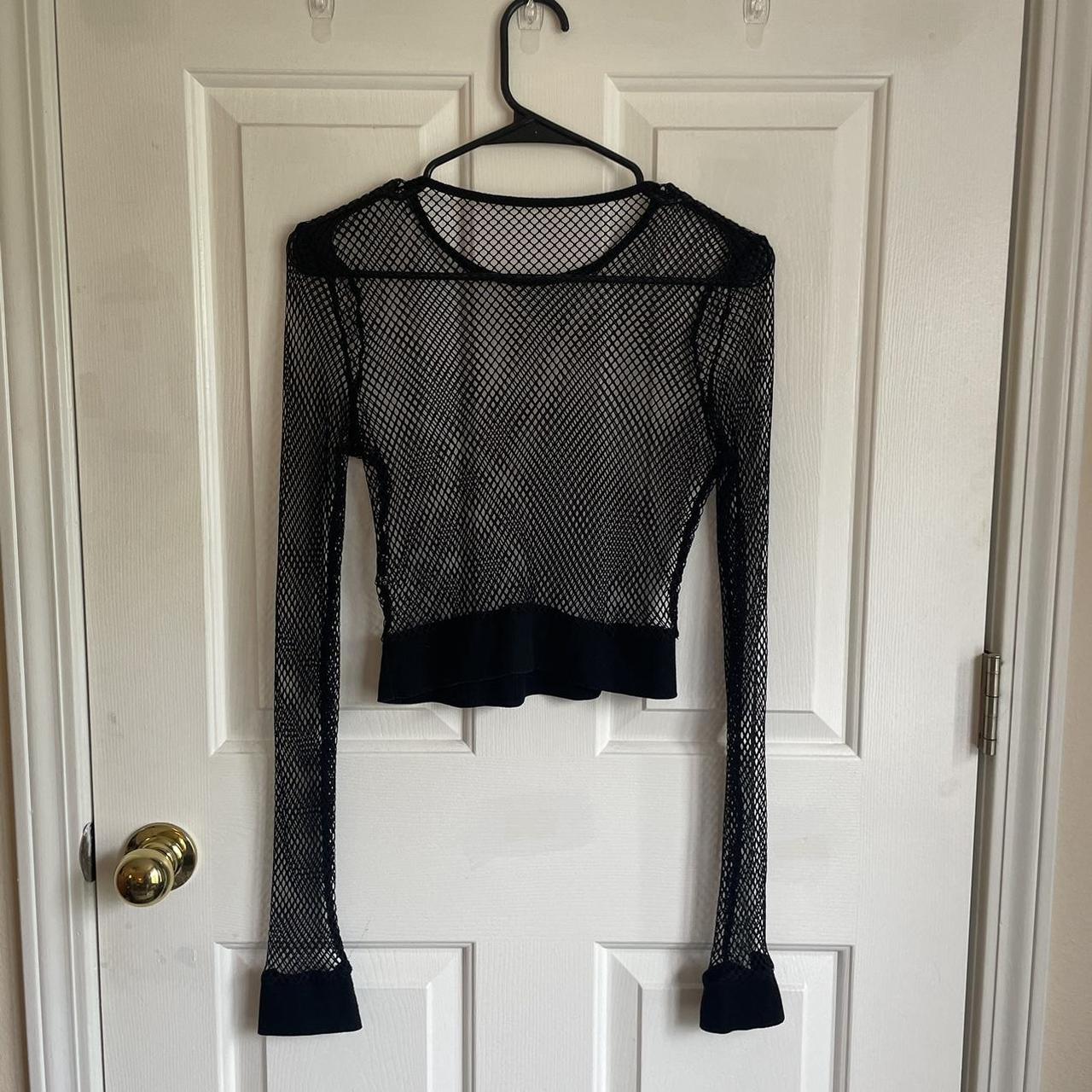 Long sleeve fishnet top perfect for layering. No... - Depop
