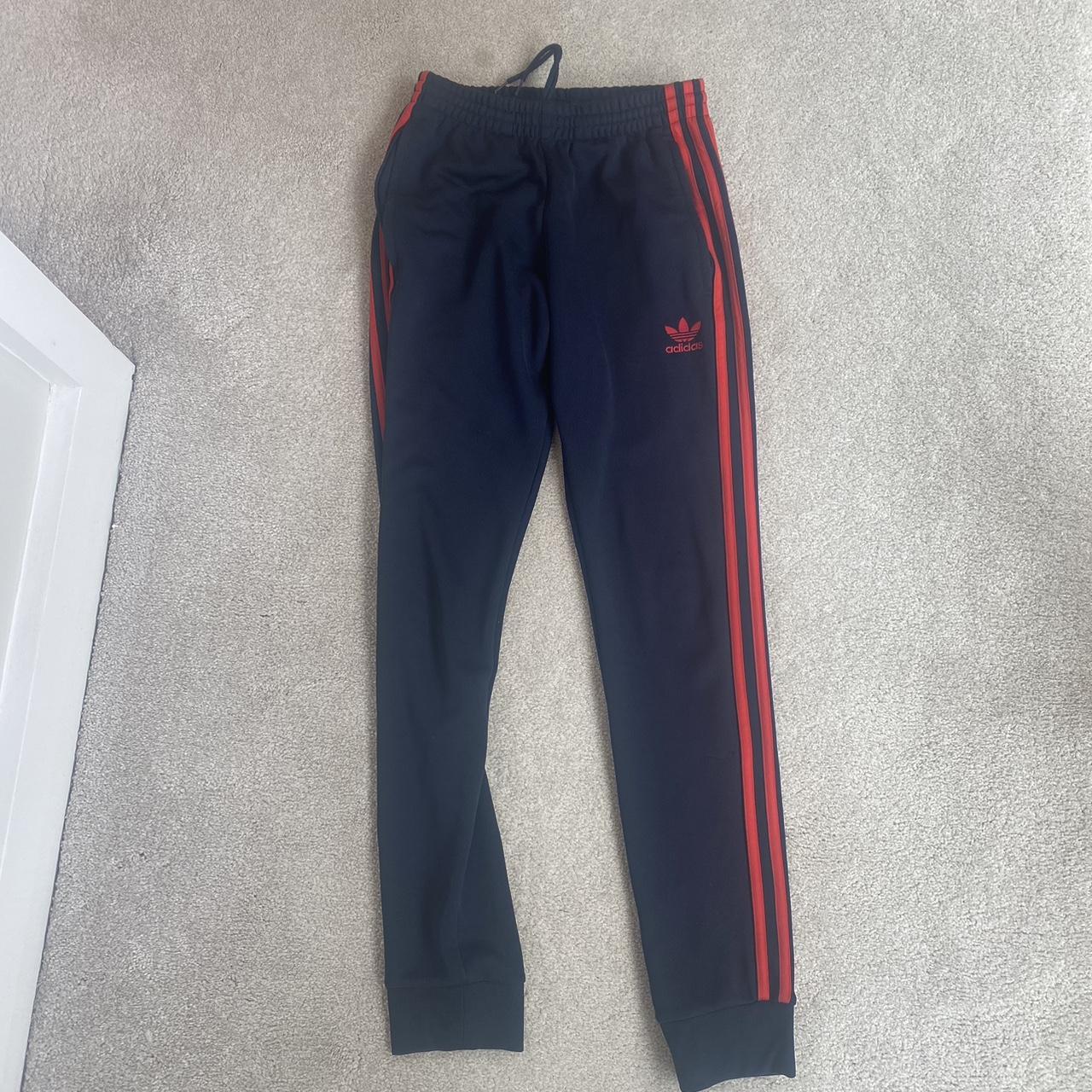 Adidas Joggers / Trackies Navy Blue and Red Says... - Depop