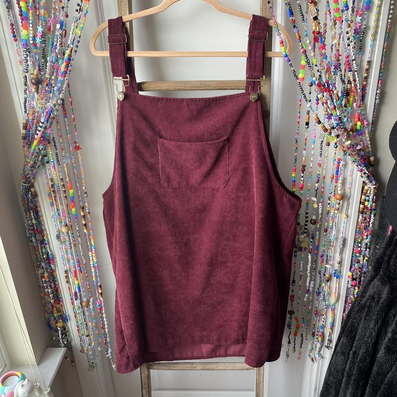 burgundy red overalls style dress size 4XL... - Depop