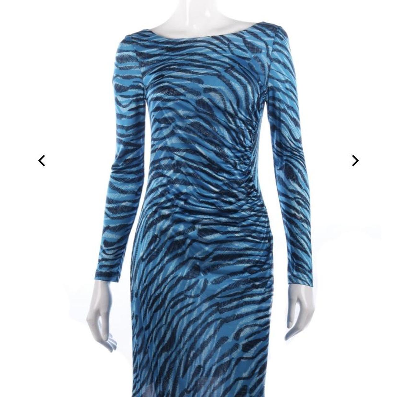 L.K Bennett Electric Blue Tiger/Animal Print Dress,... - Depop