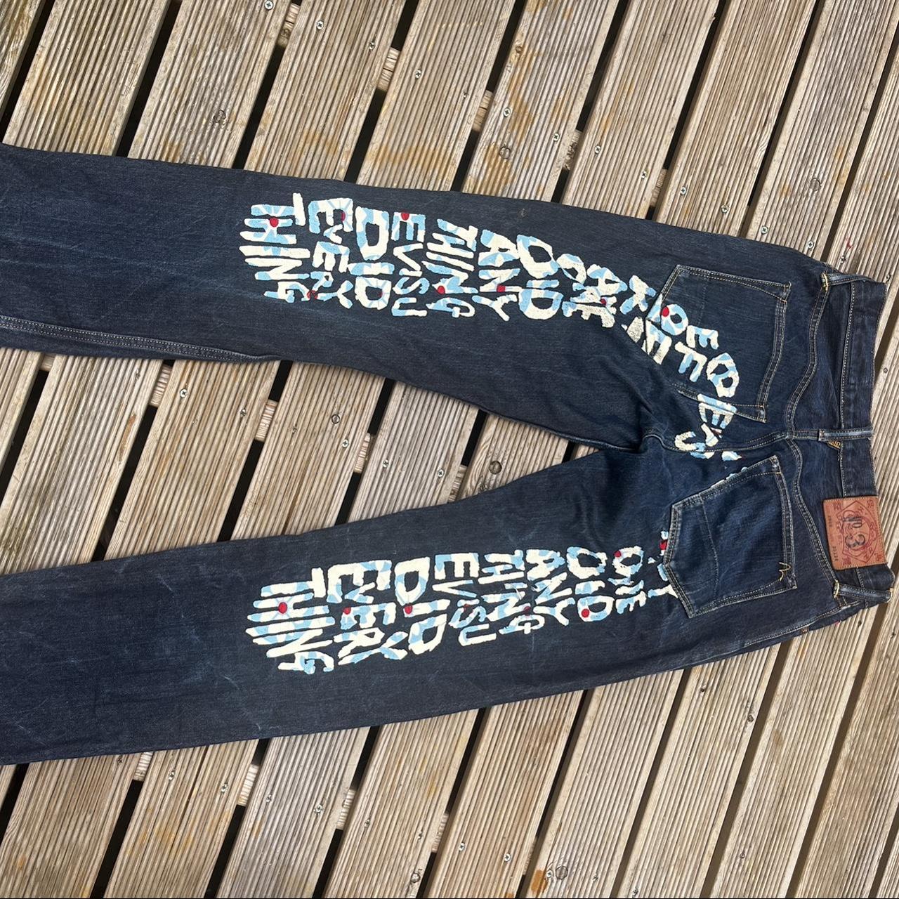 Blue evisu denim jeans Altered to be waist 28... - Depop