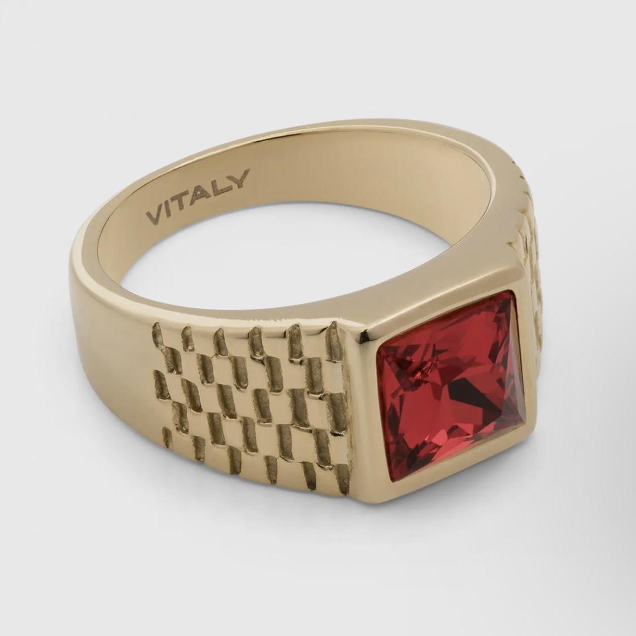 vitaly ring stainless steel, red glass retail: $75 - Depop