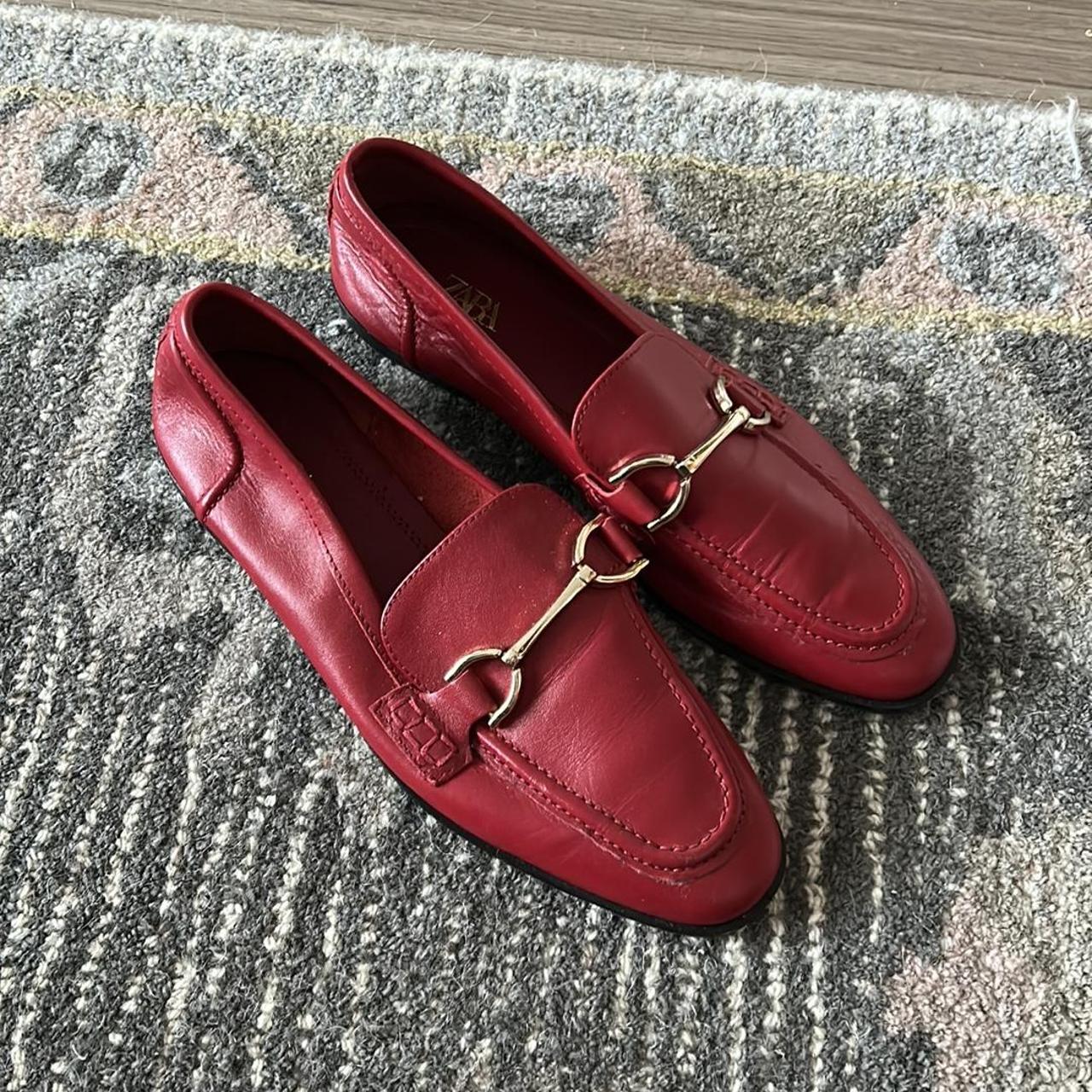 barely worn loafers add a pop of sophisticated red... - Depop