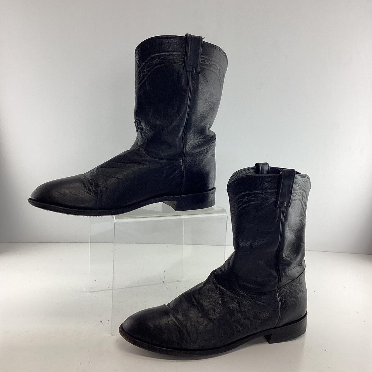 Justin Black Western Cowboy Roper Boots SZ:9D... - Depop