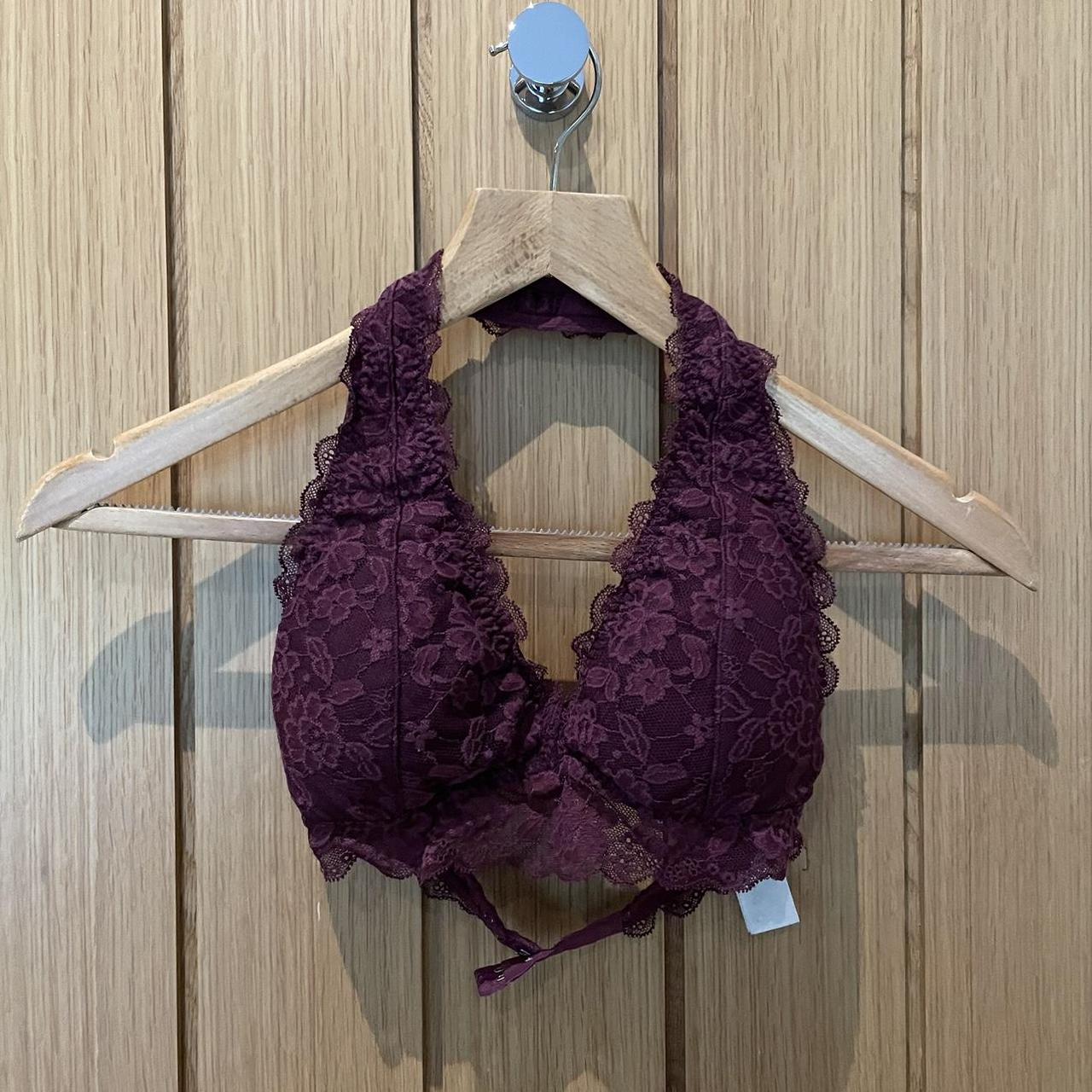 Gilly hicks purple lace halter neck bralette Size... - Depop