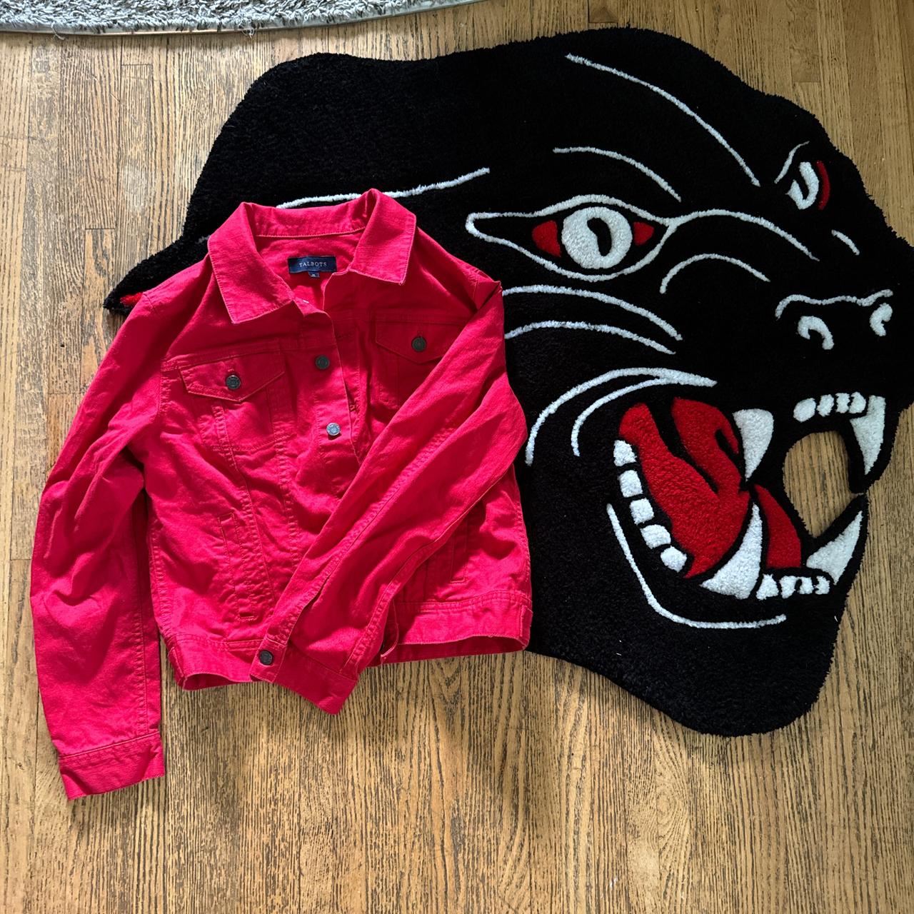 coolest red denim jacket - i don’t give this baby... - Depop