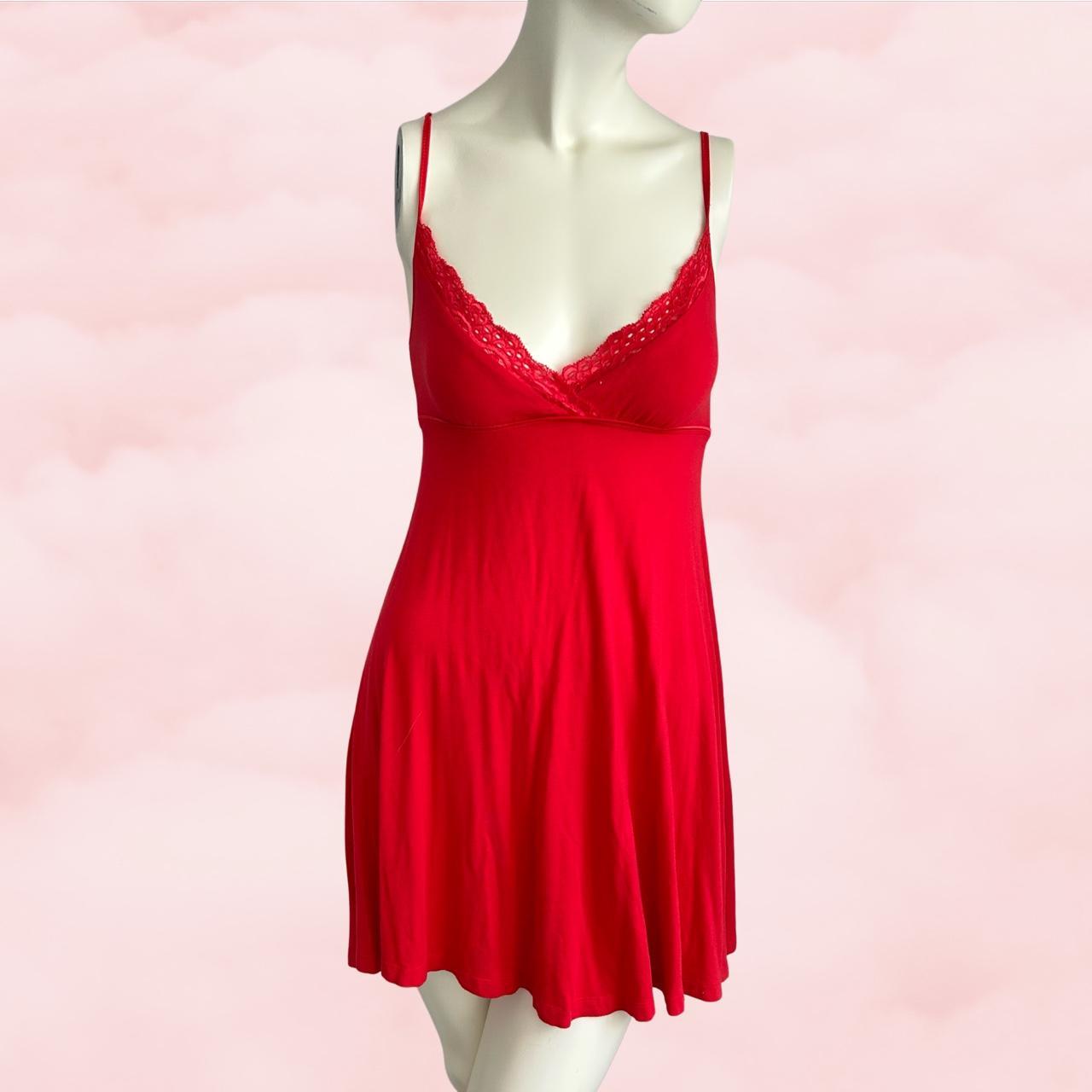 Cute red soft mini sleepwear / slip style dress with... - Depop