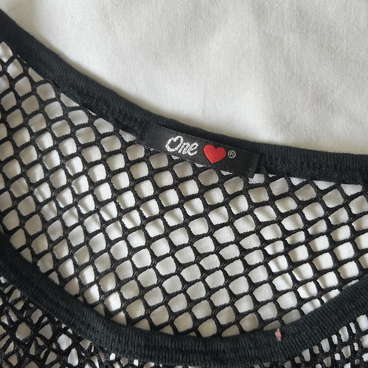 2000s y2k edgy black mesh fishnet tank top by One... - Depop
