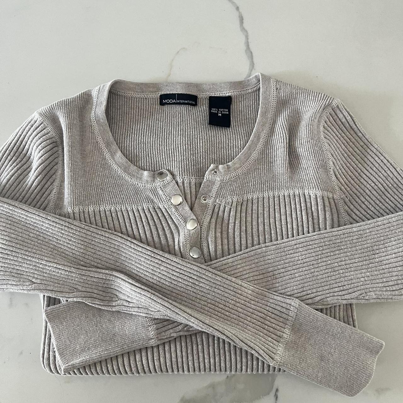 Moda International ribbed buttoned long sleeve... - Depop